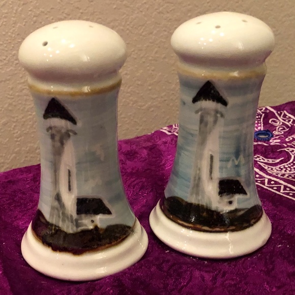Hand Crafted | Dining | Lighthouse Salt Pepper Shakers Maine Pottery ...